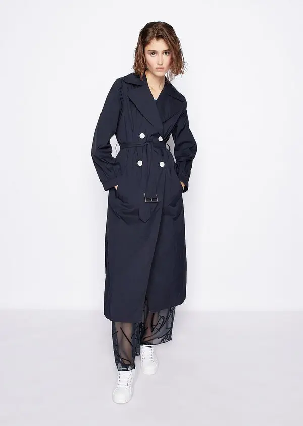 美品！GIORGIO ARMANI脱着ライナー濃紺トレンチコート46 Armani Exchange Trench Coats 100% Polyamide - Navy Blue | Editorialist